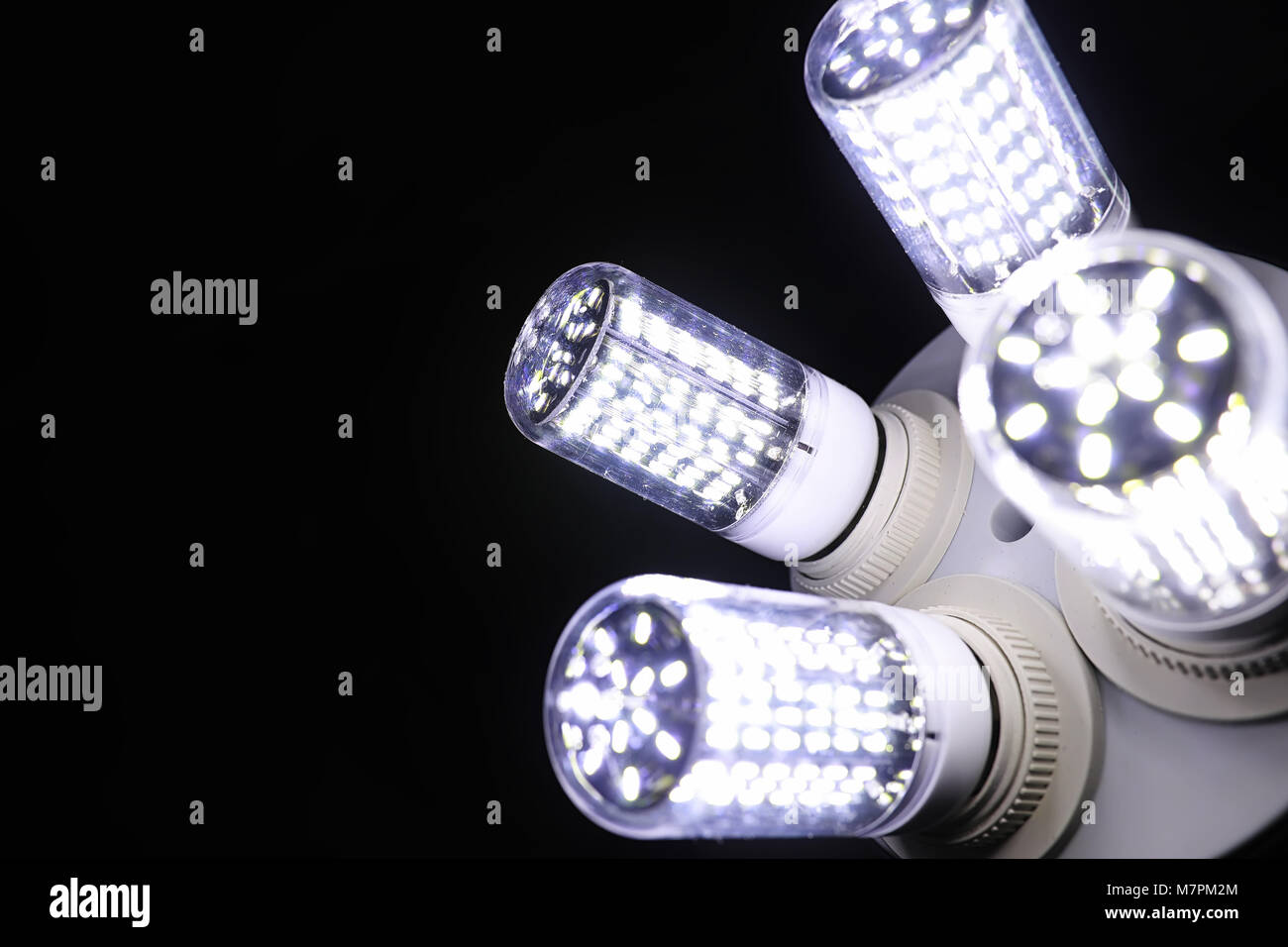 LED elements in the lamp. Lamps with diodes. Many bright lights Stock ...