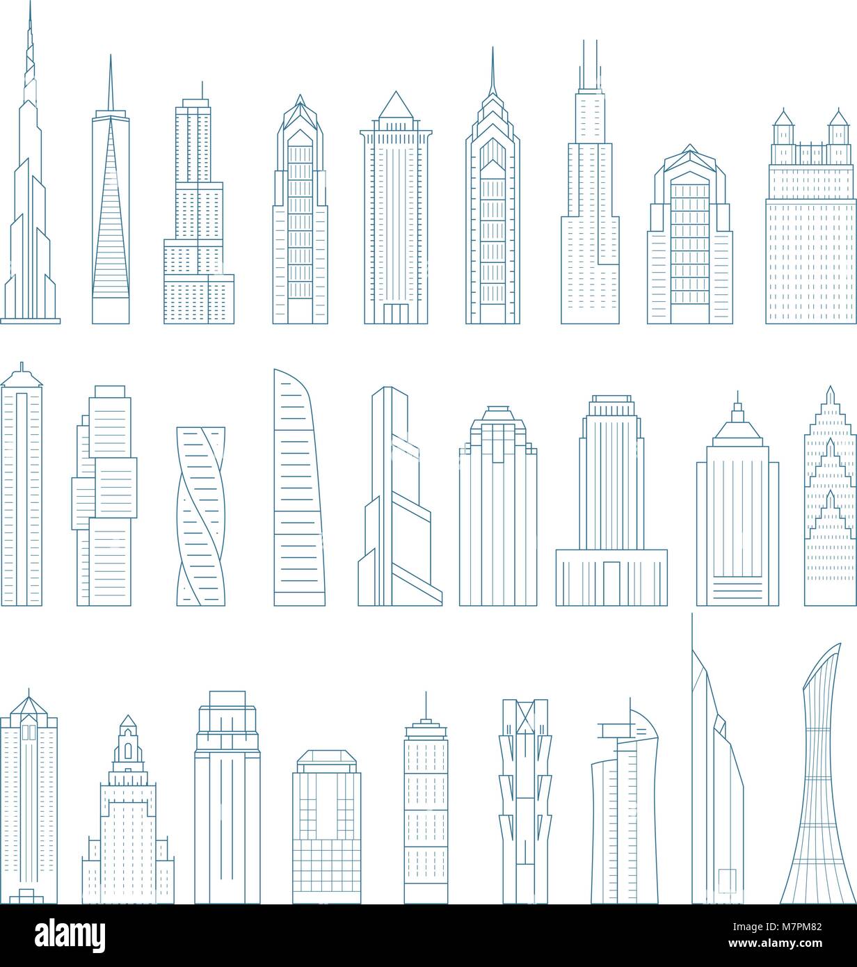 Modern megalopolis skyscrapers and buildings - towers and landmarks ...