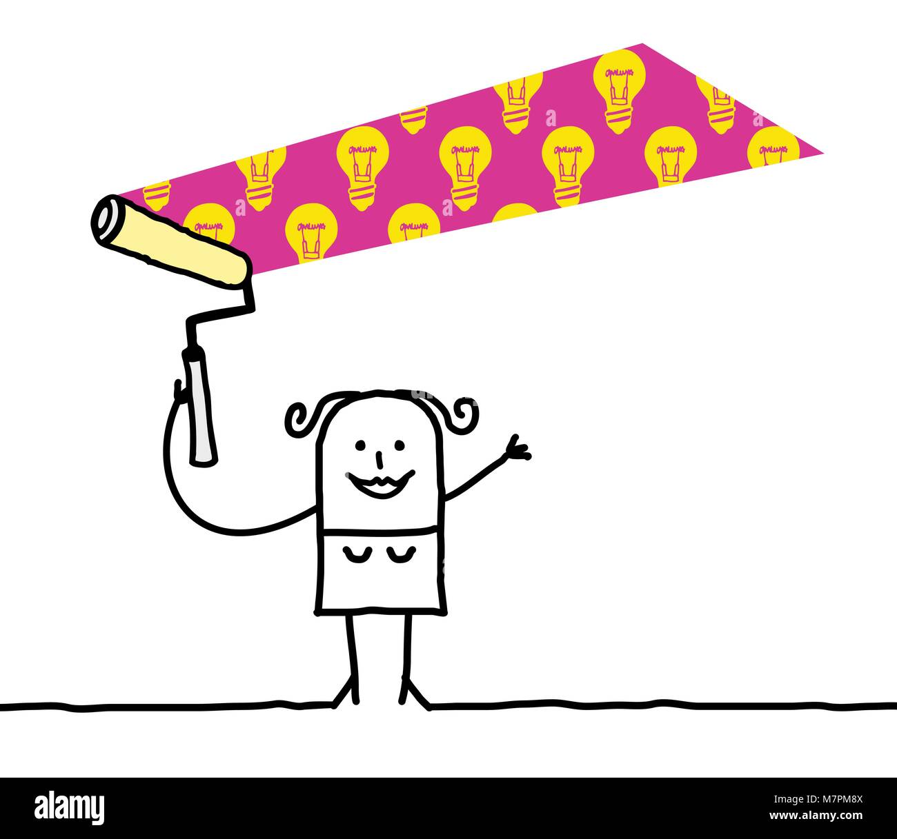 Cartoon Woman Painting a Light BulbsPattern Stock Vector Image & Art ...