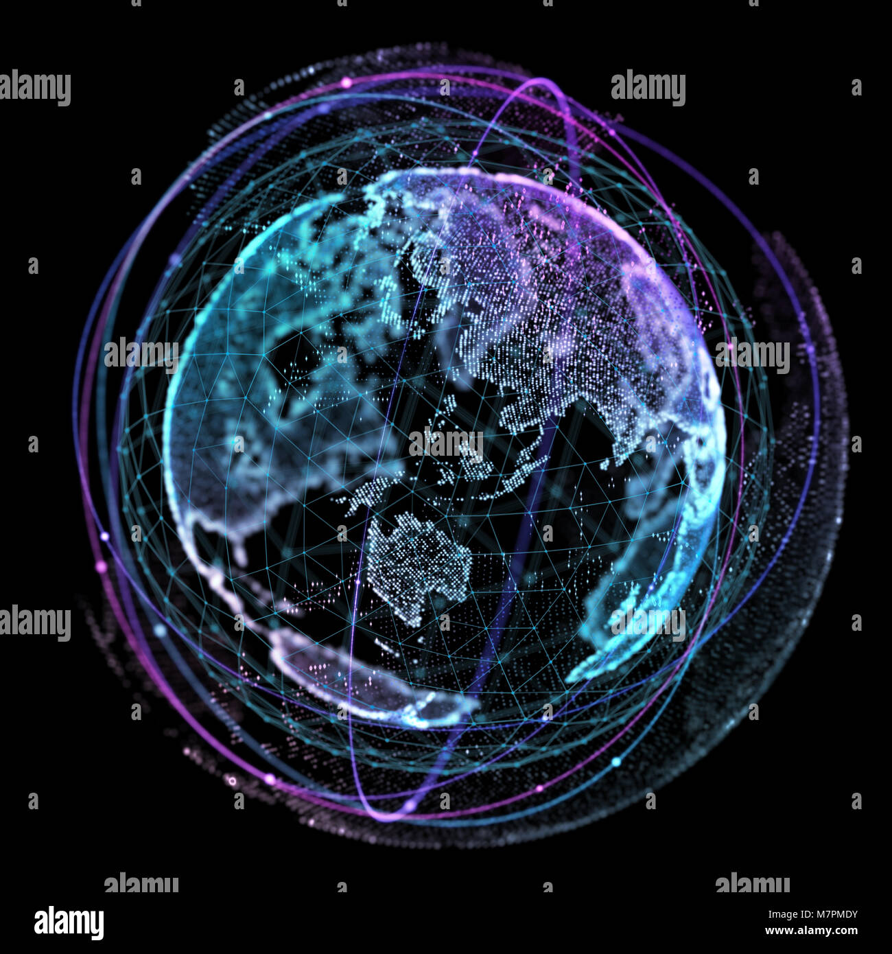 Global network internet technologies. Digital world map. 3d ...