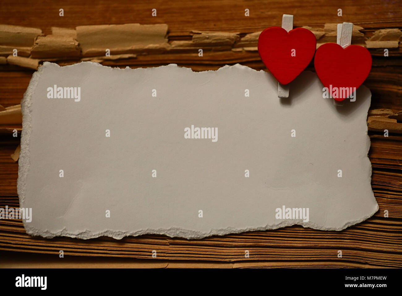 white sheet paper love notes and heart shape Stock Photo - Alamy
