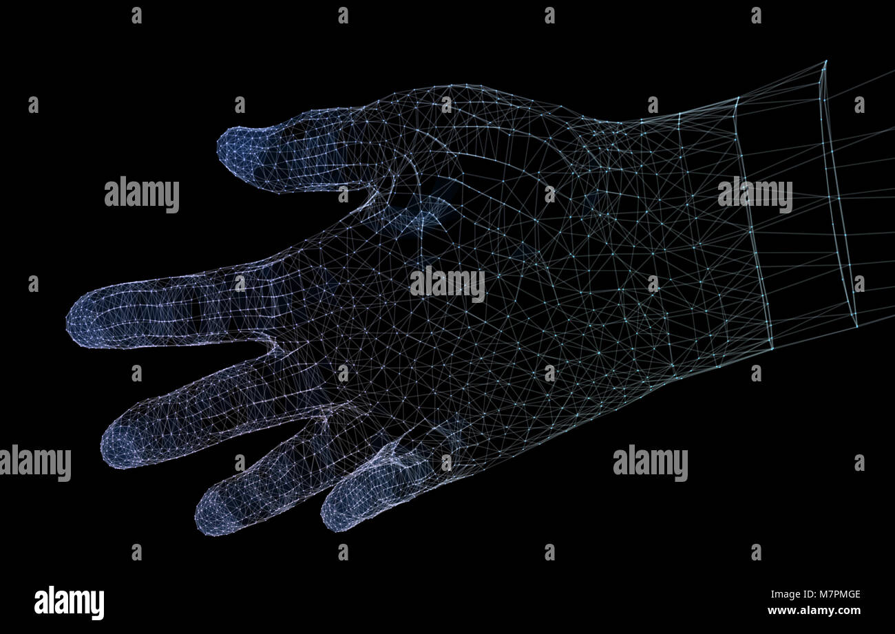 Hands network connections, sense of technology 3d illustration Stock ...