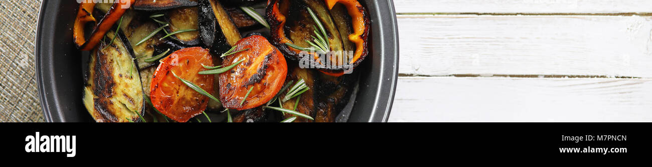 Long horizontal background of vegetables grilled Stock Photo - Alamy