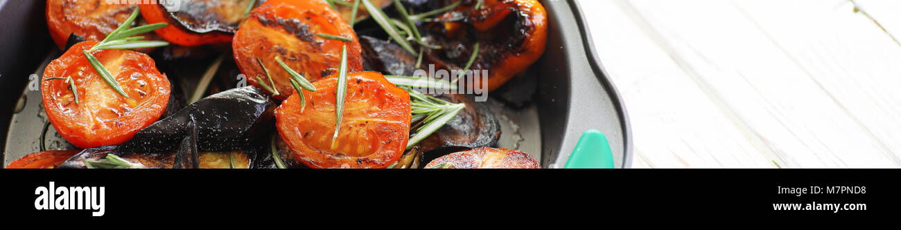 Long horizontal background of vegetables grilled Stock Photo - Alamy