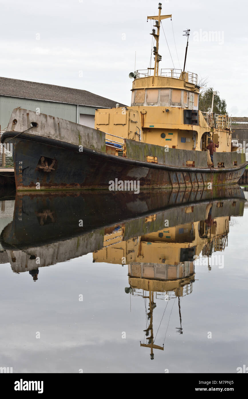 An old Royal Maritime Auxillary Service Vessel (RMAS) moored on the ...