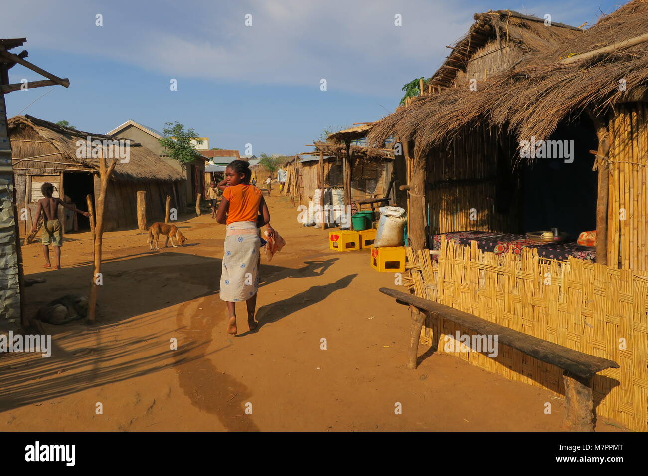 Poverty in Malagasy village. Small simple home on countryside of ...