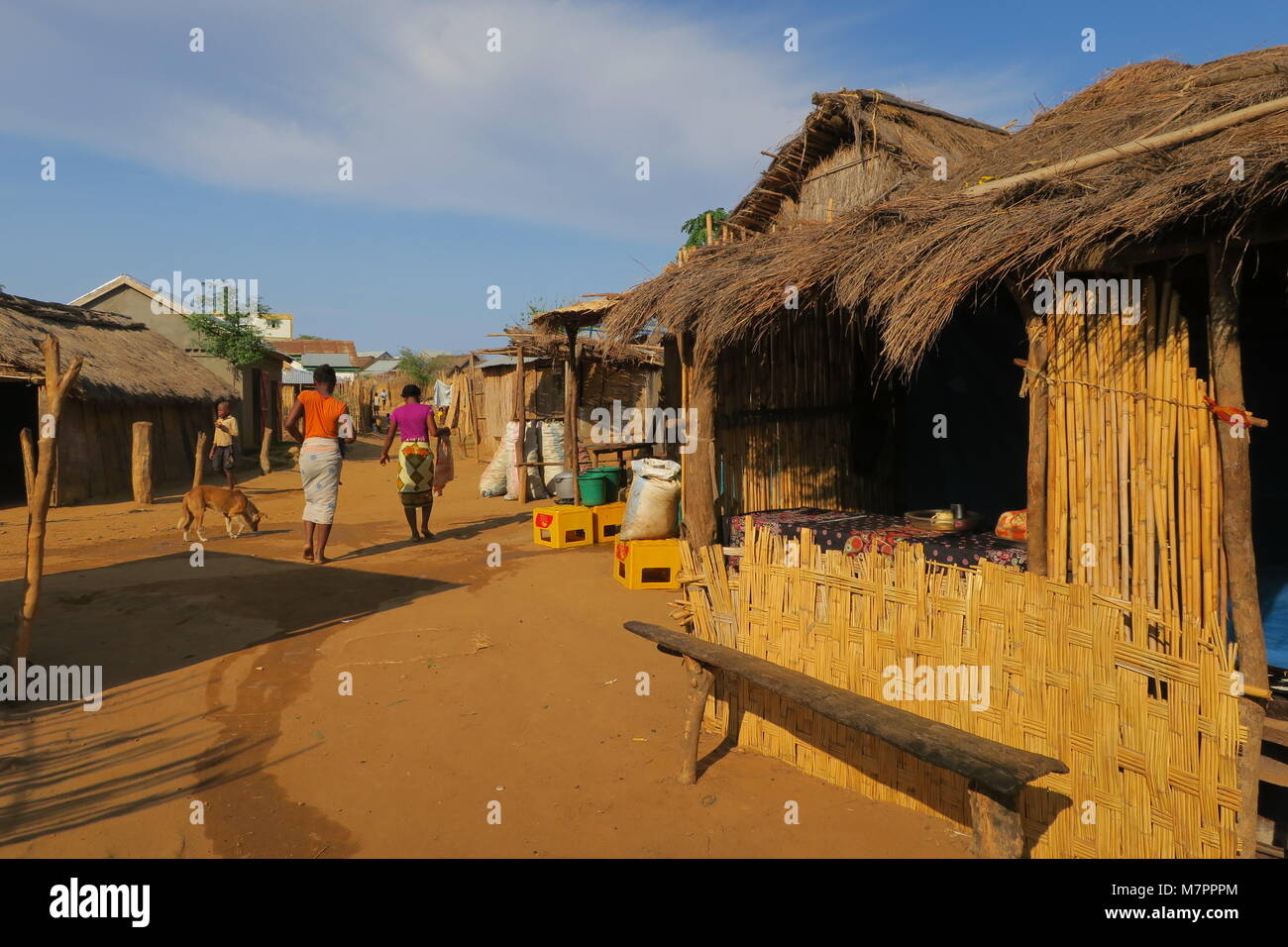Poverty in Malagasy village. Small simple home on countryside of ...