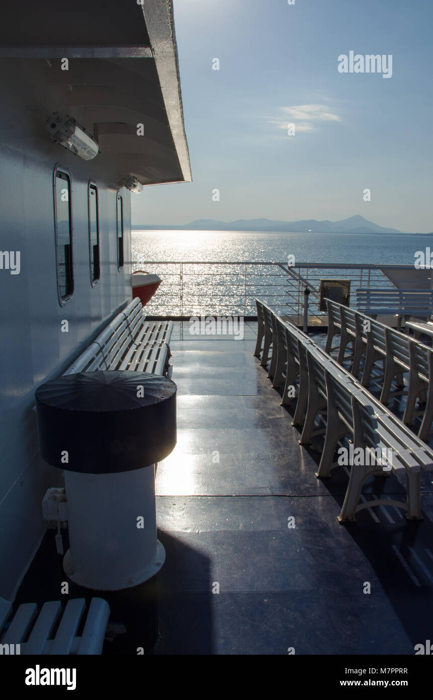 Plastic chairs on ferry boat Stock Photo - Alamy