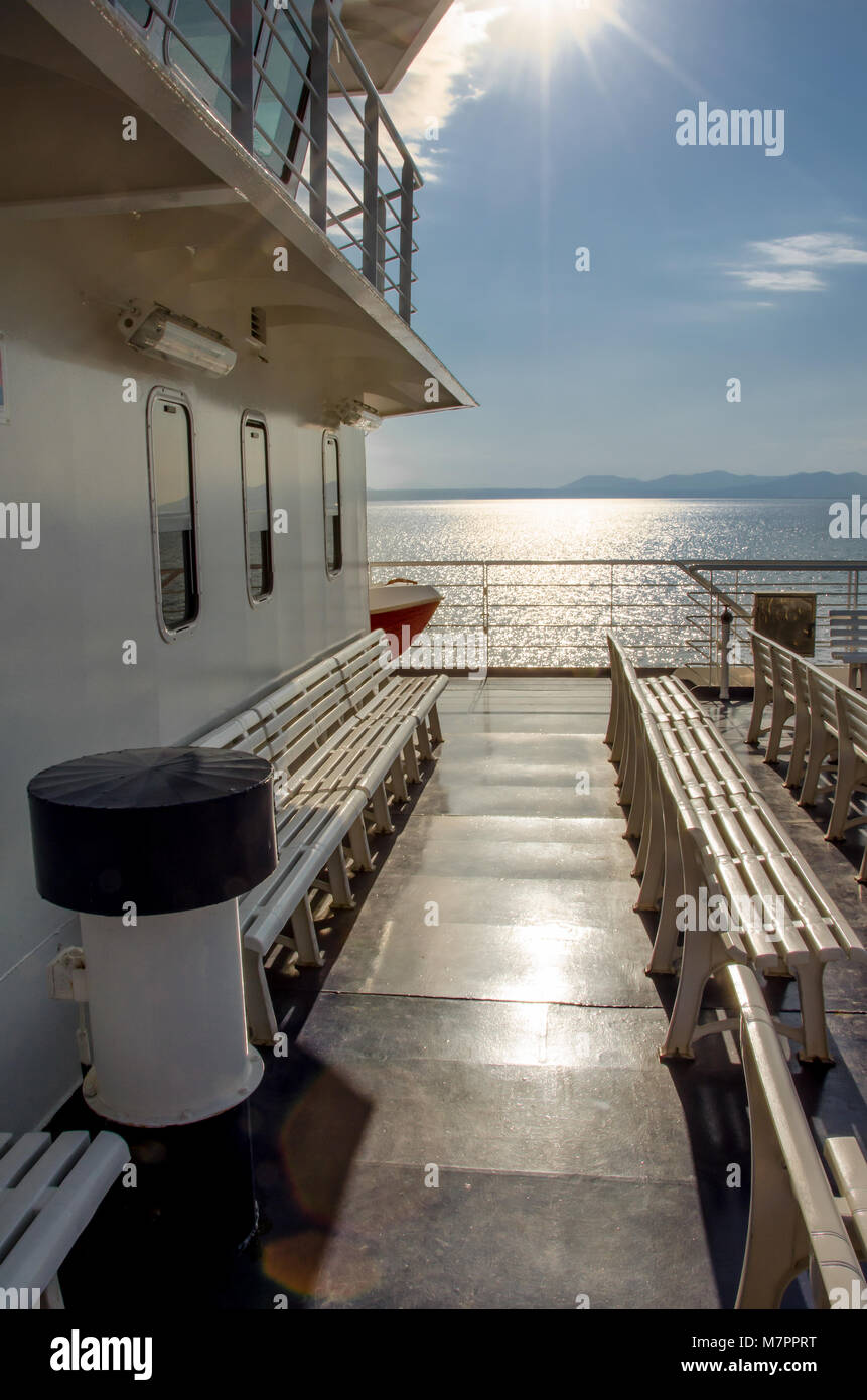 Plastic chairs on ferry boat Stock Photo - Alamy