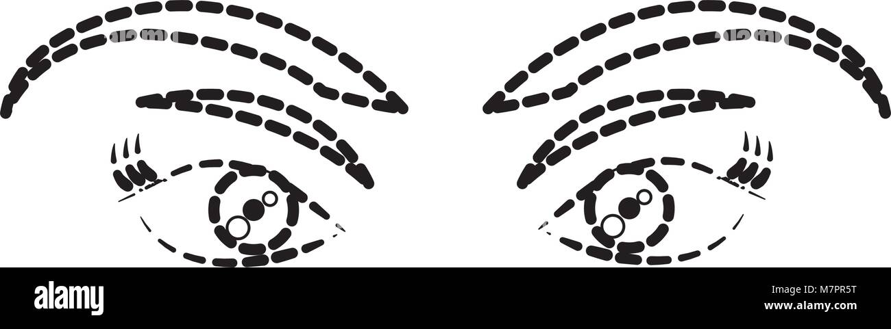 dotted shape beauty woman eyes with eyebrows and eyelashes Stock Vector ...