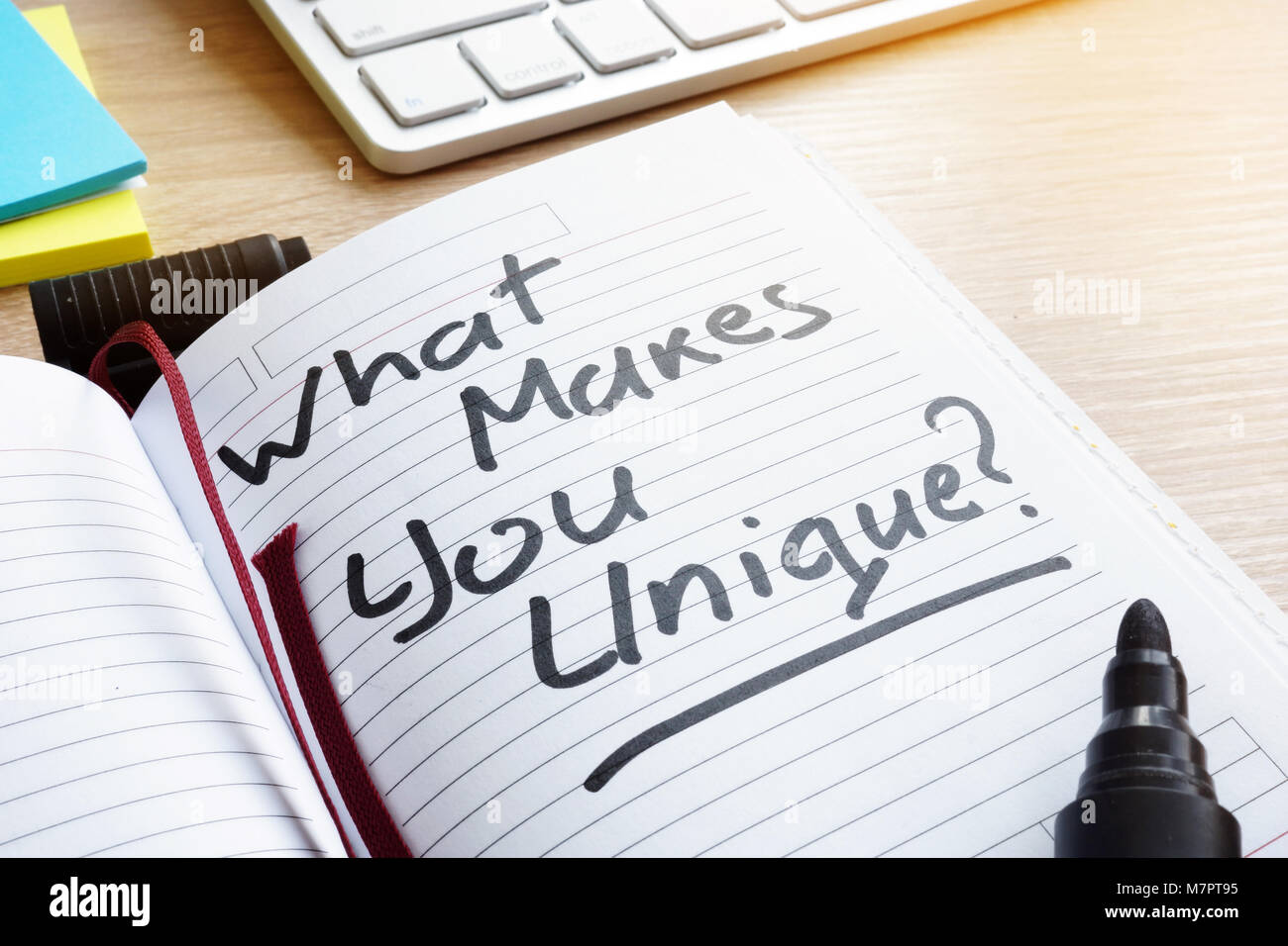 What Makes You Unique? written in a note Stock Photo - Alamy