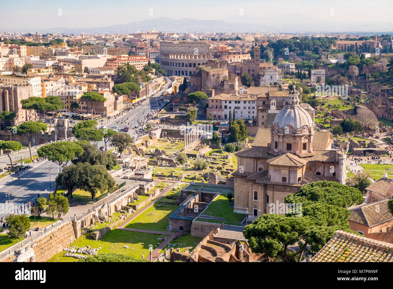 Rome from above aerial view of the Roman Forum Stock Photo - Alamy