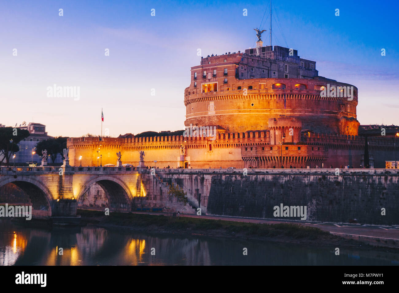 Night view of Sant' Angelo Castle in Rome, Italy Stock Photo - Alamy