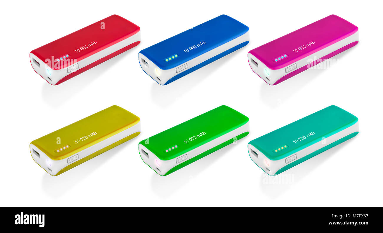 Colorful Power bank at white background isolated Stock Photo - Alamy