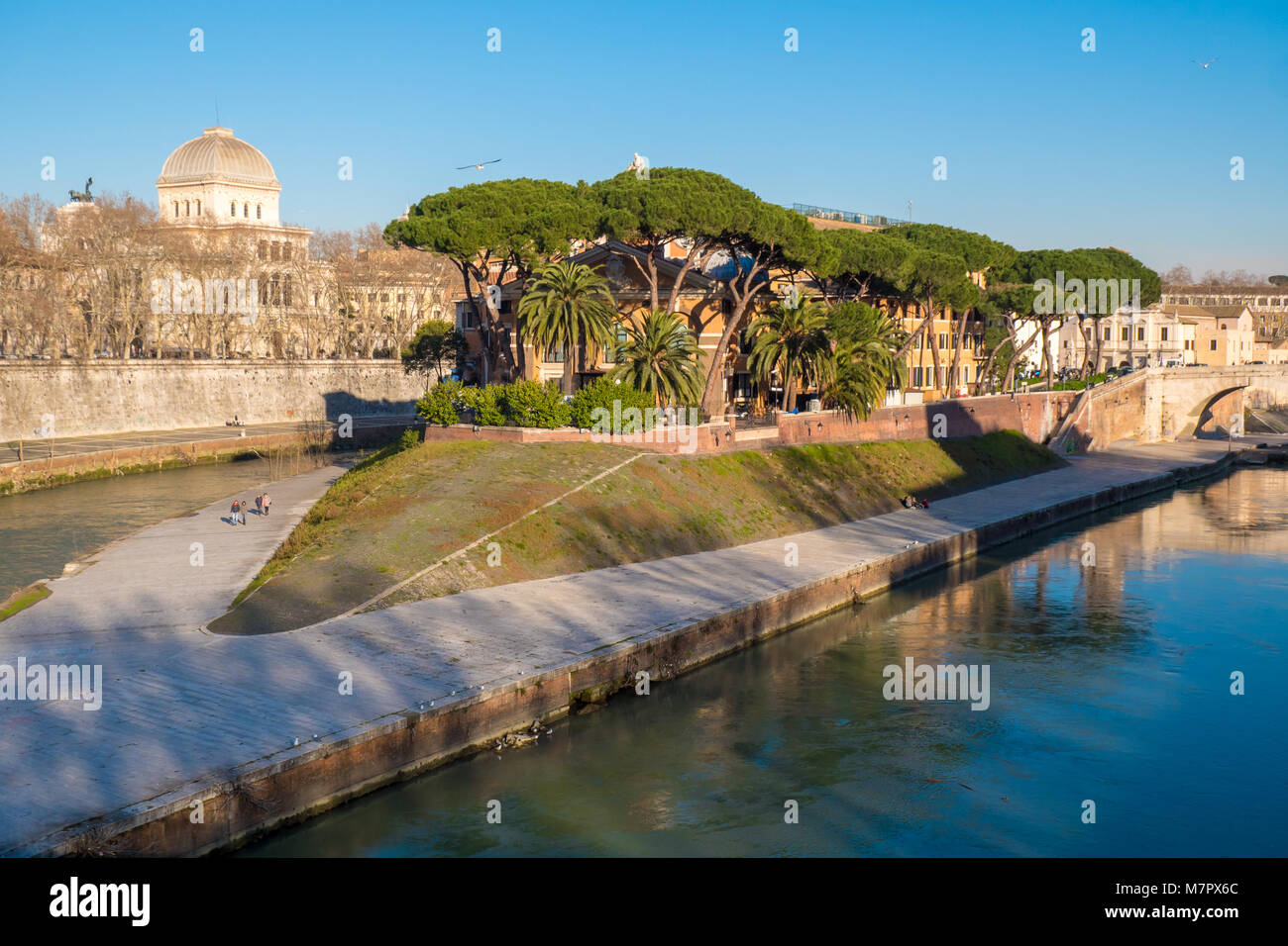 Tiberina Island (Isola Tiberina) on the river Tiber in Rome, Italy ...