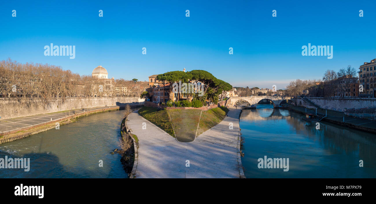 Tiberina Island (Isola Tiberina) on the river Tiber in Rome, Italy ...
