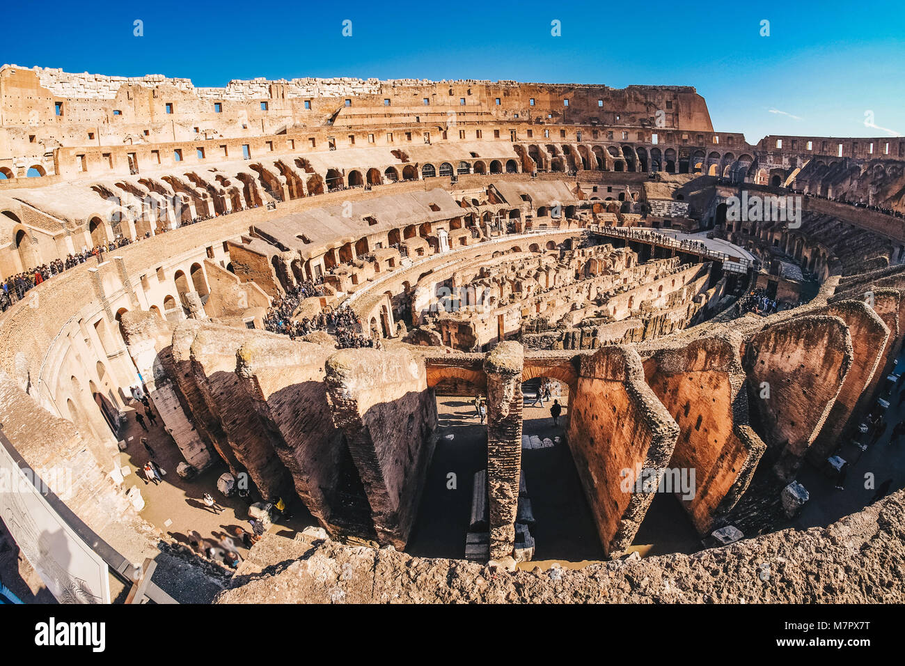 Inside the Roman Colosseum in Rome, Italy panoramic view Stock Photo ...