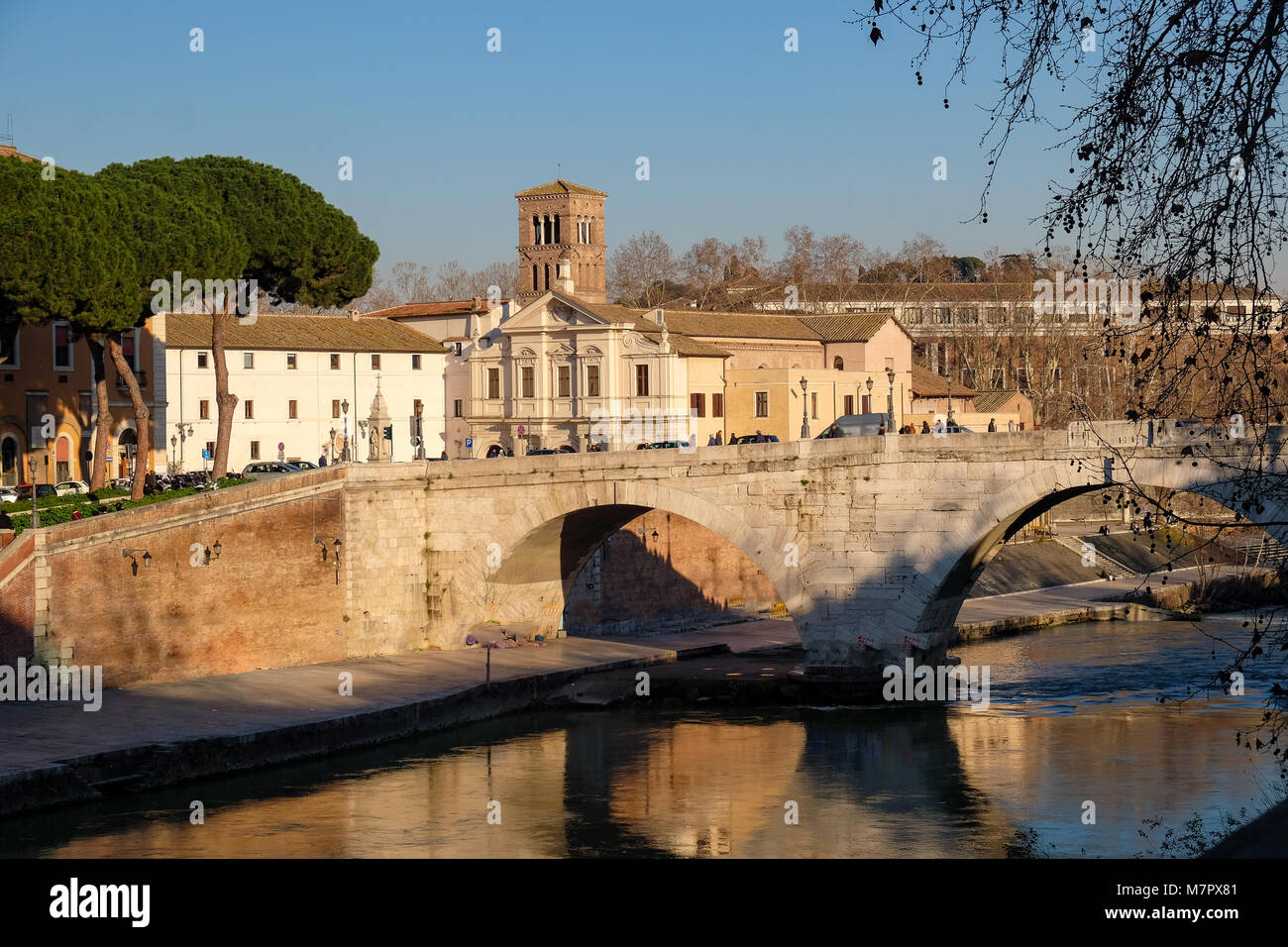 Tiberina Island (Isola Tiberina) on the river Tiber in Rome, Italy at ...