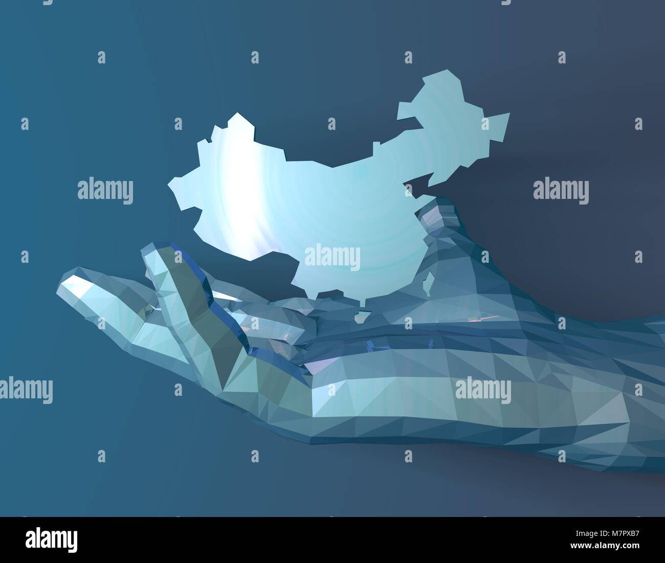 Map of China in Human Hands, Human Technology, Controlling the Future ...