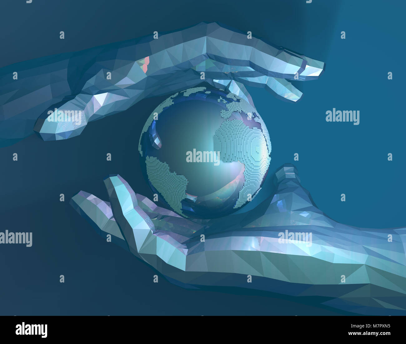 Earth in Human Hands, Future Technology, Age of Control Stock Photo - Alamy