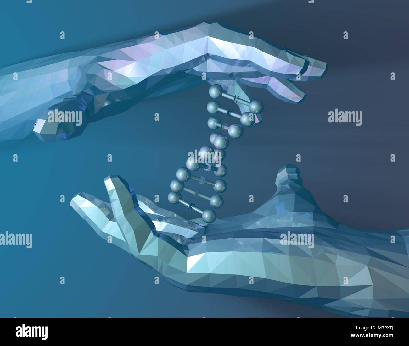 DNA in human hands, human technology, control of the future Stock Photo ...