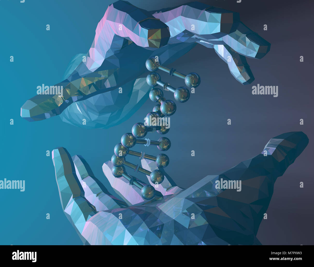 DNA in human hands, human technology, control of the future Stock Photo ...
