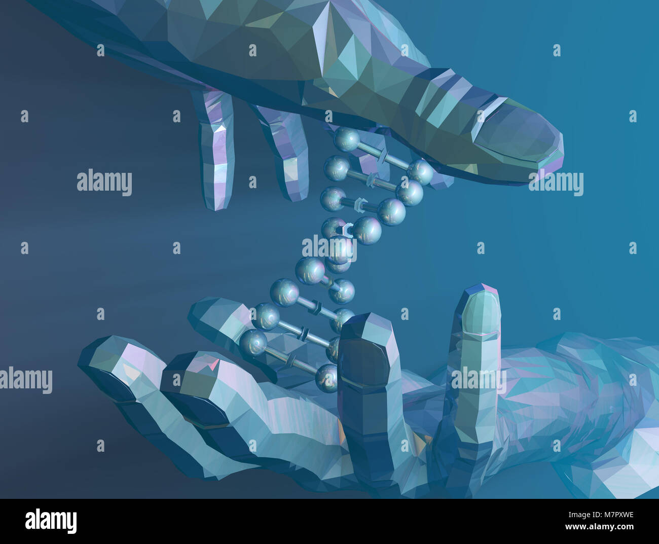 DNA in human hands, human technology, control of the future Stock Photo ...