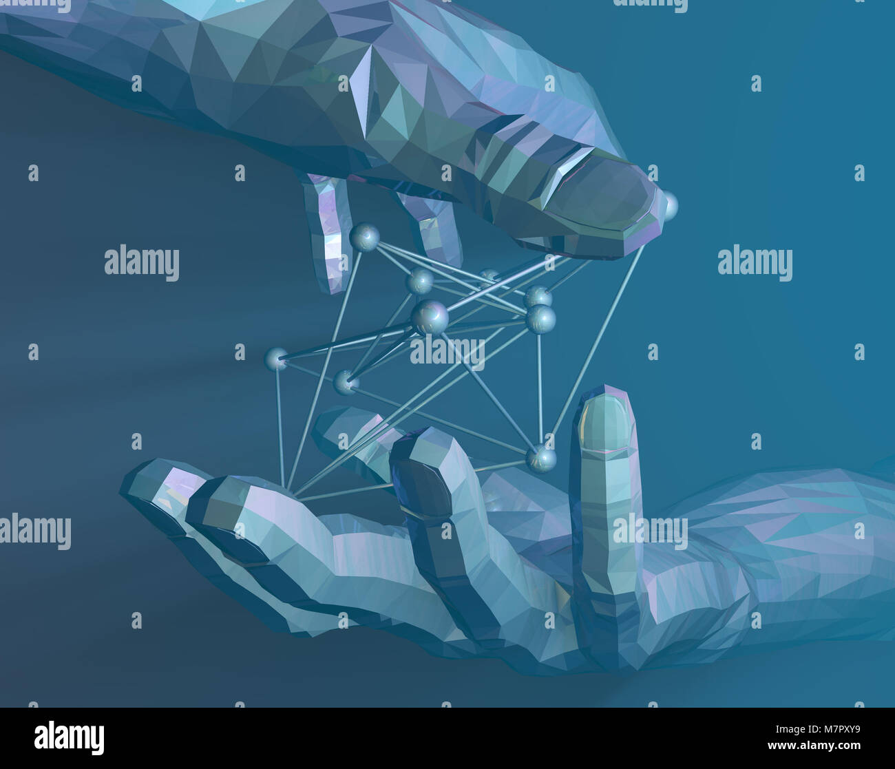 Link matrix in human hands, human technology, control the future Stock ...