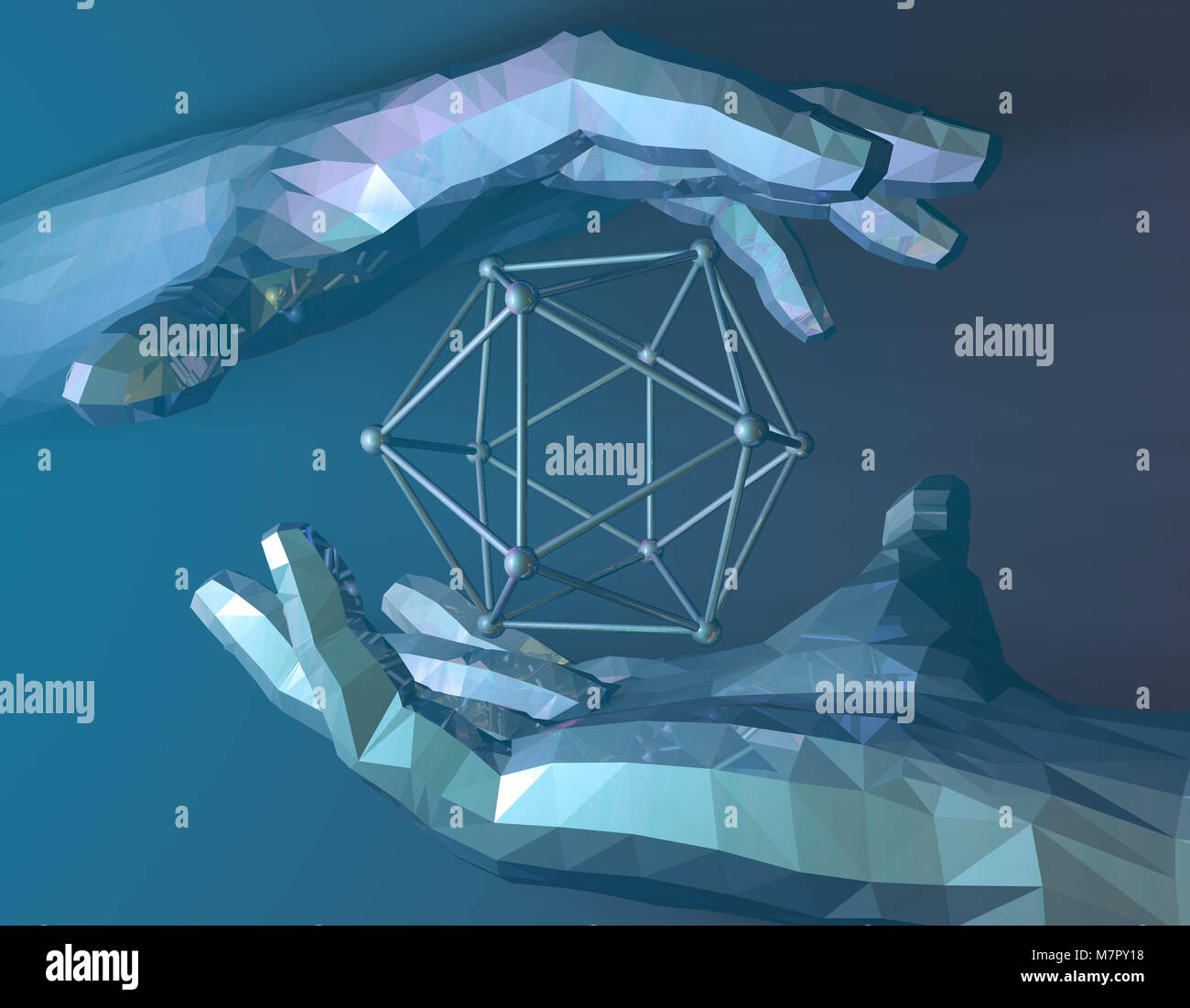 Link matrix in human hands, human technology, control the future Stock ...