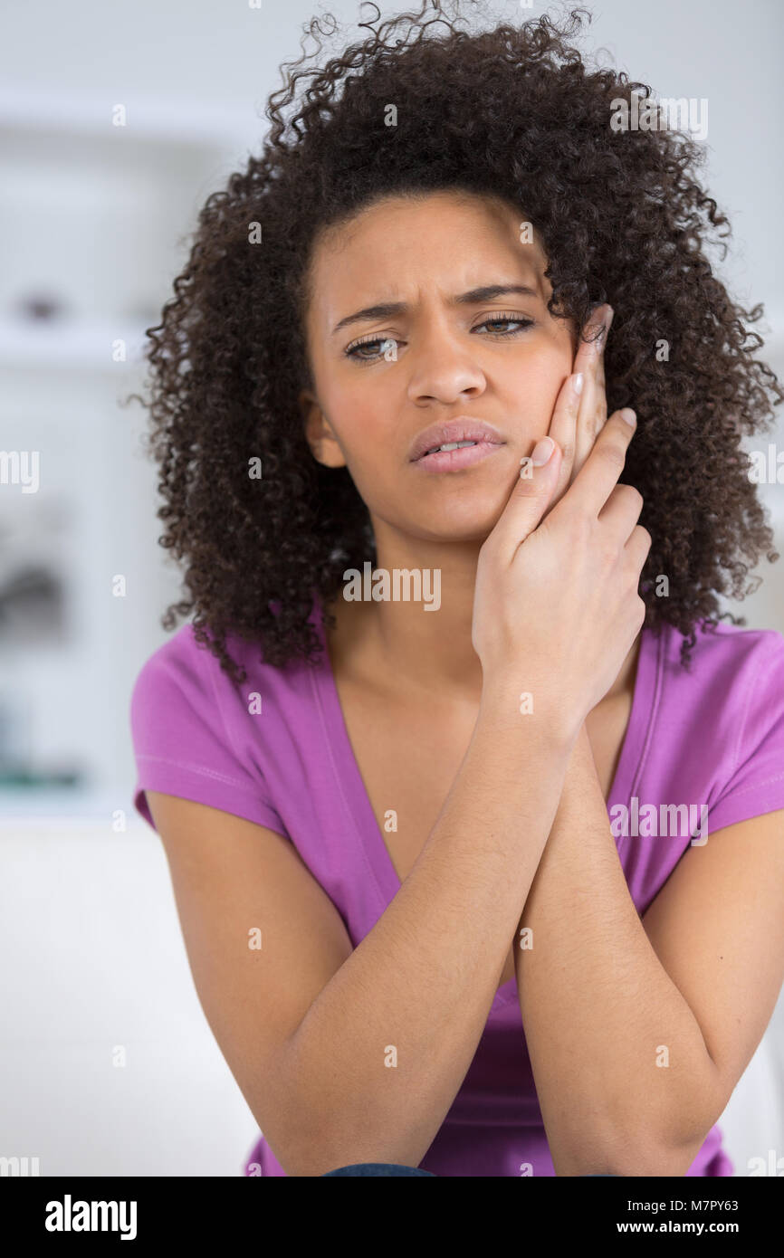 woman serious studio portrait concept Stock Photo - Alamy