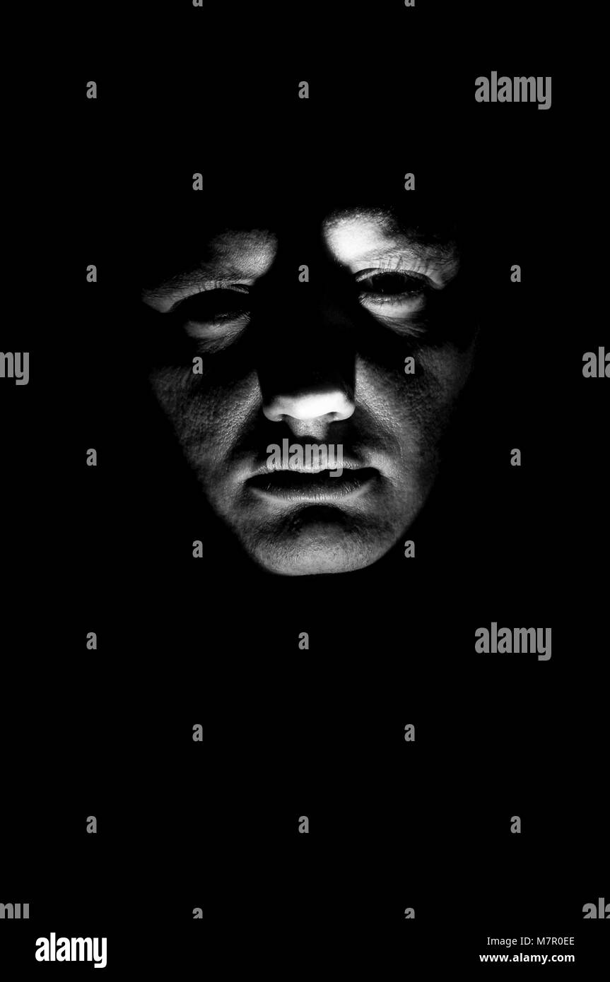 Black and white portrait of young Caucasian Ethnicity man's face ...
