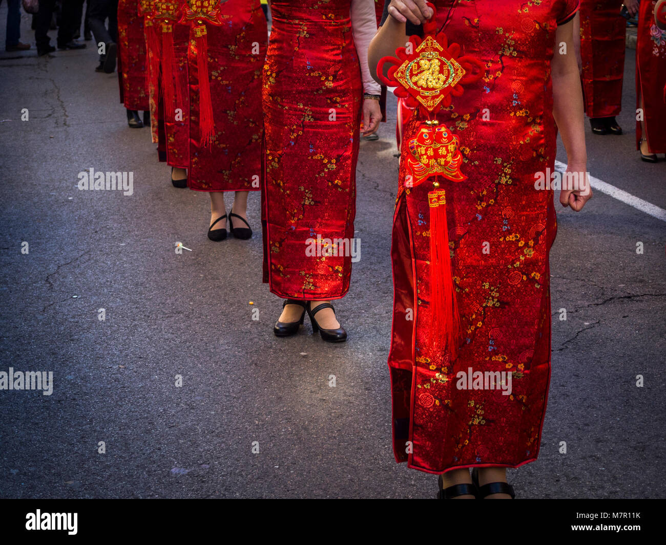 Chinese women in Parade of New Year Chinese Stock Photo - Alamy