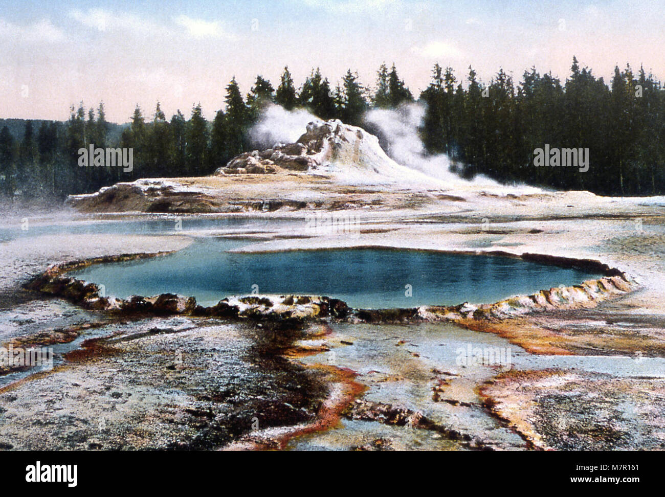 Crested Pool and Castle Geyser Crested Pool Castle Geyser Stock Photo ...