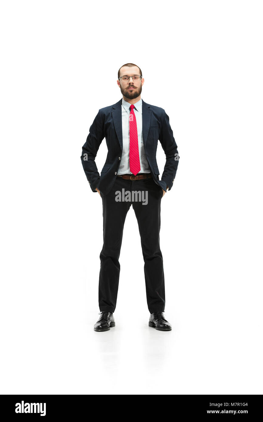 Full body portrait of businessman on white studio background Stock ...