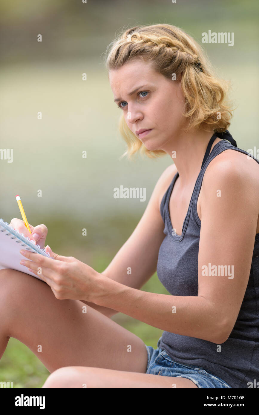 Female artist drawing landscape sketch hi-res stock photography and ...