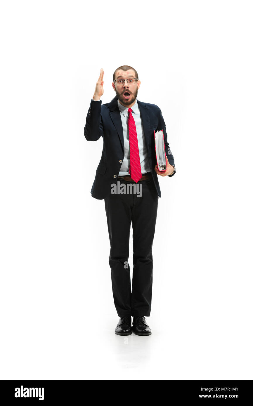 Choose me. Full body view of businessman on white studio background ...
