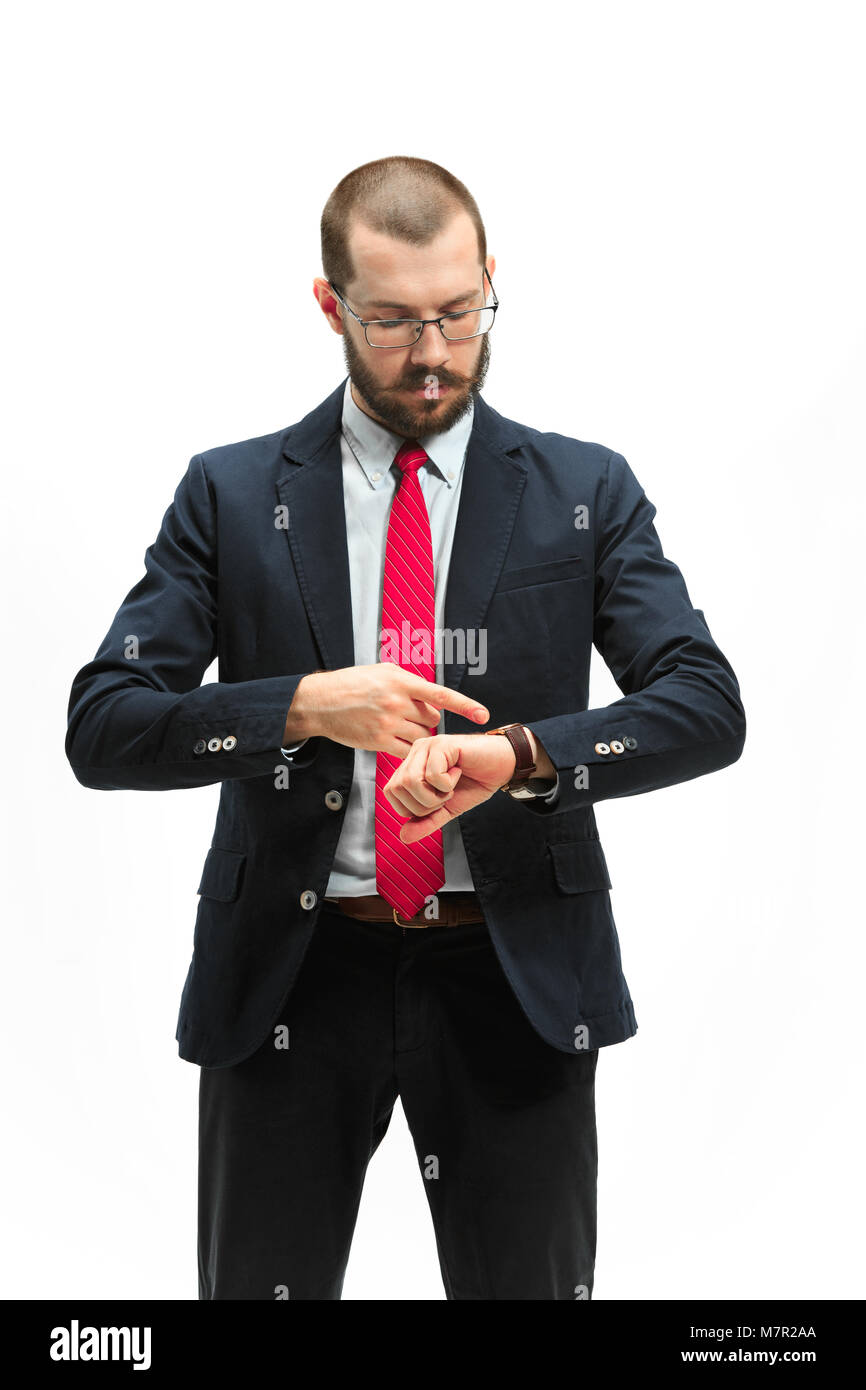 businessman looking at his watch on his hand, watching the time Stock ...