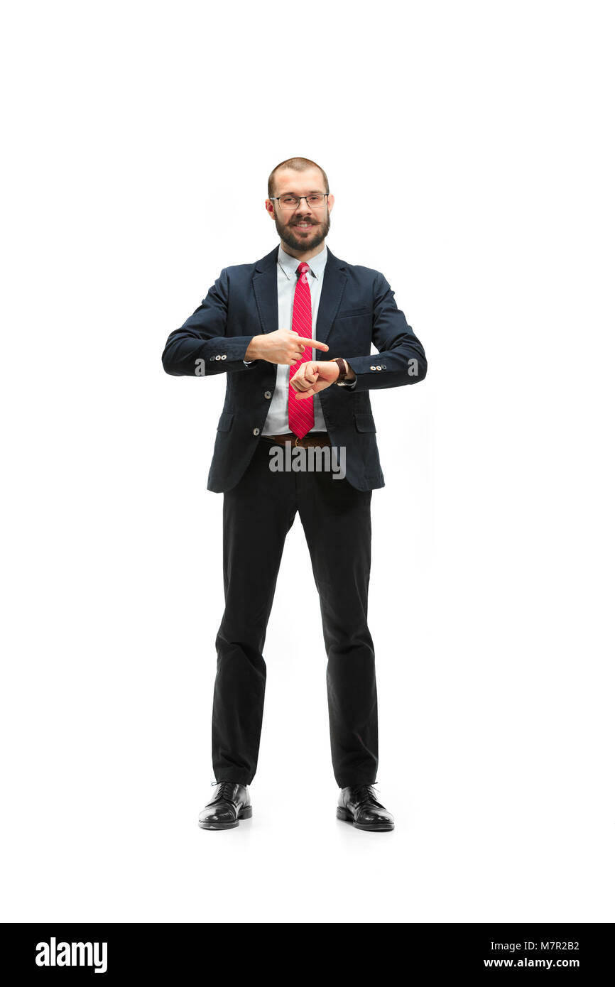 businessman looking at his watch on his hand, watching the time Stock ...