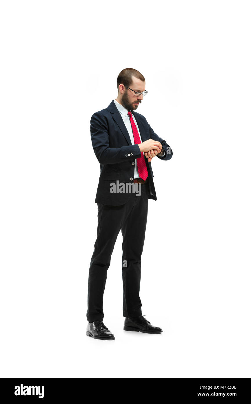 businessman looking at his watch on his hand, watching the time Stock ...