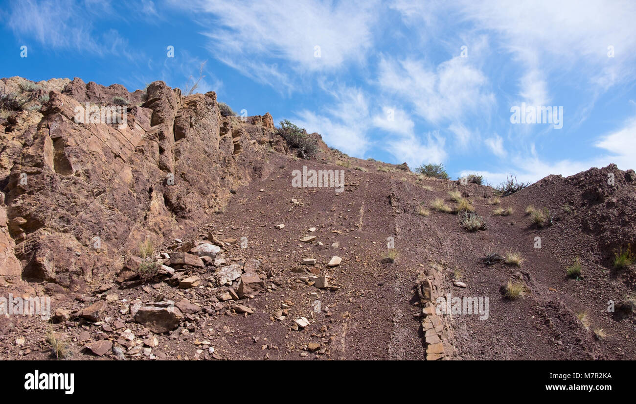 Red metamorphosed slates of the Devonian period Stock Photo - Alamy