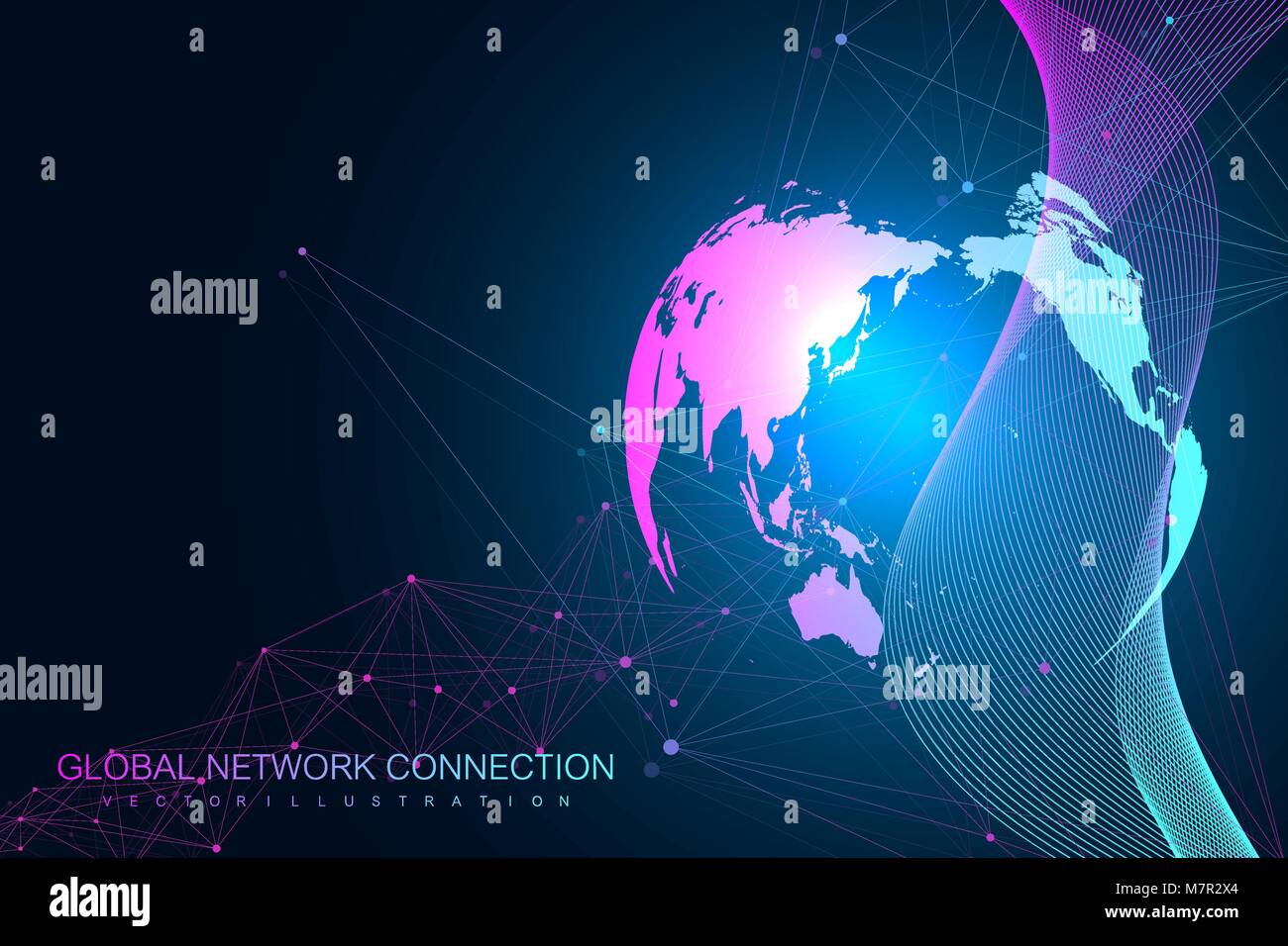 Big data visualization with a world globe. Abstract vector background ...