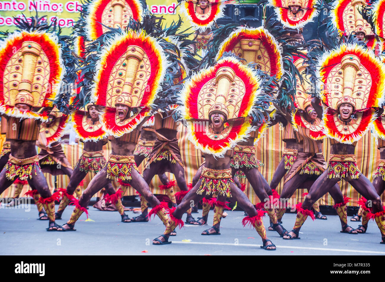 Participants in the Dinagyang Festival in Iloilo Philippines Stock ...