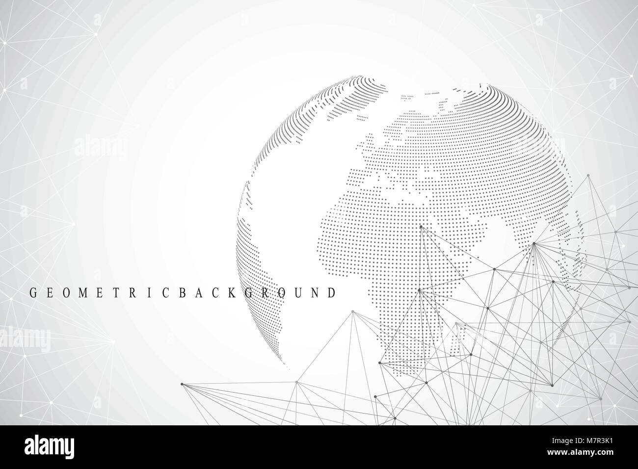 Big data visualization with a world globe. Abstract vector background ...