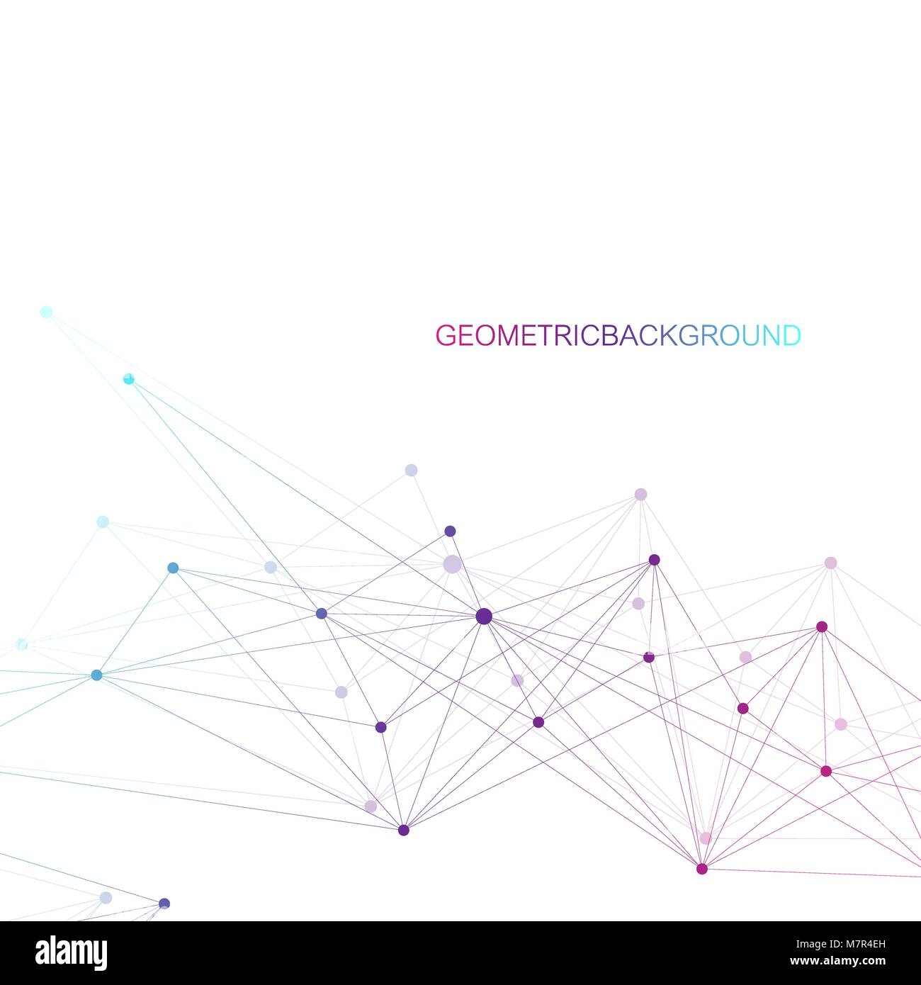 Geometric abstract vector with connected line and dots. Global network connection background ...