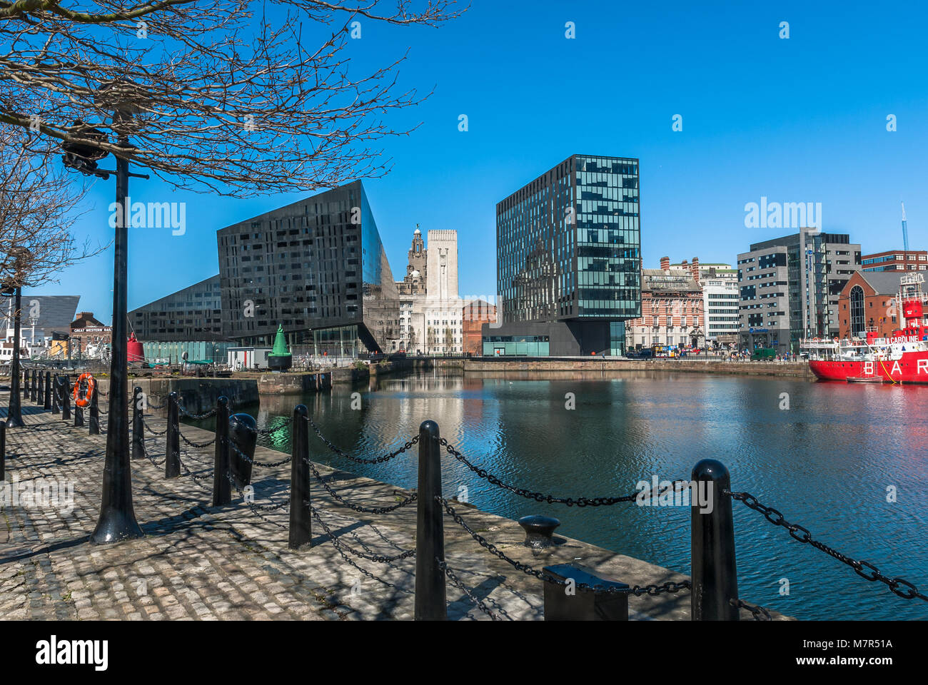 A view of Liverpool's modern buildings on Mann Island from the Albert ...