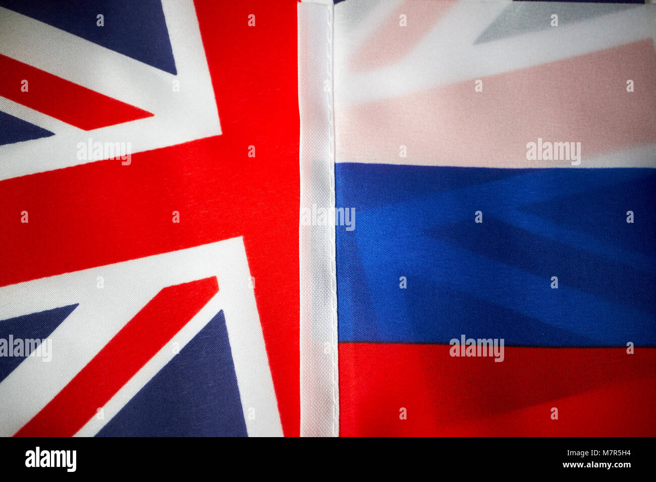british union flag and russian tricolour uk and russia flags Stock ...