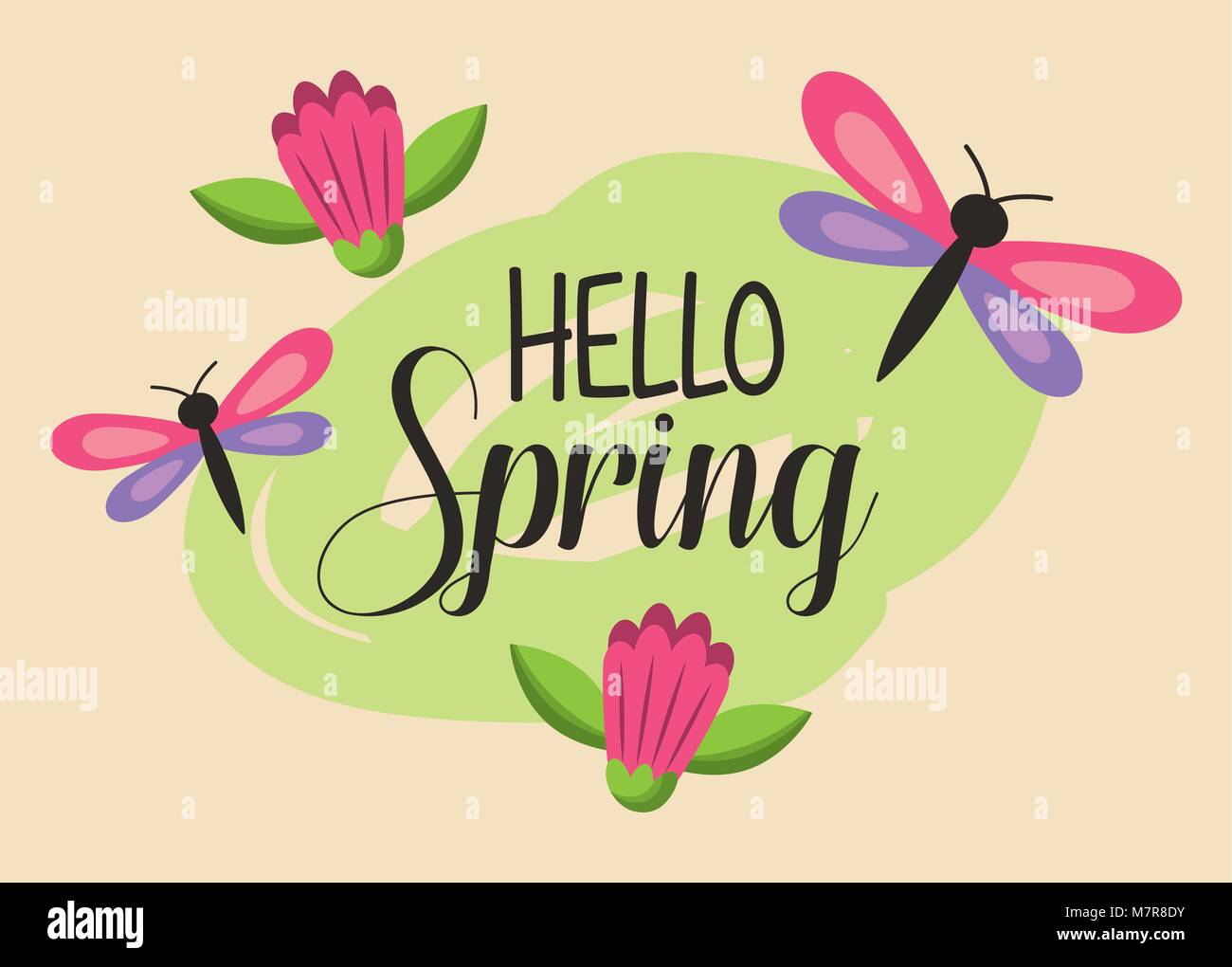 hello spring card Stock Vector Image & Art - Alamy