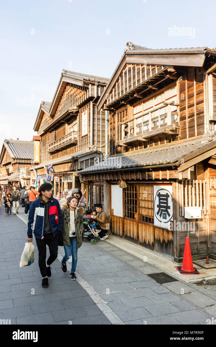 Japan, Ise. Oharai-machi pedestrian street with Edo period restored ...