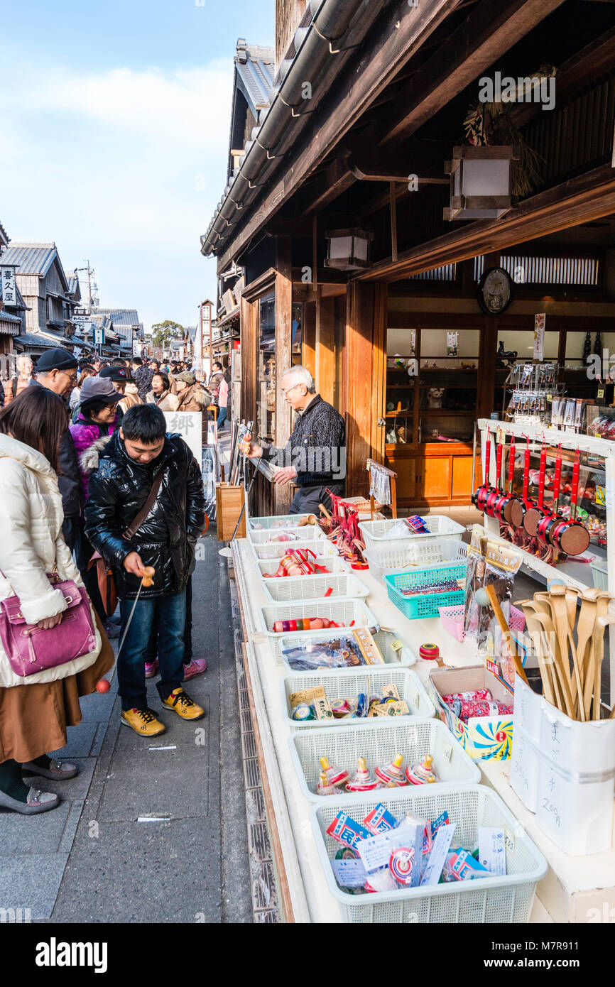 Japan, Ise. Oharai-machi pedestrian street with Edo period restored ...