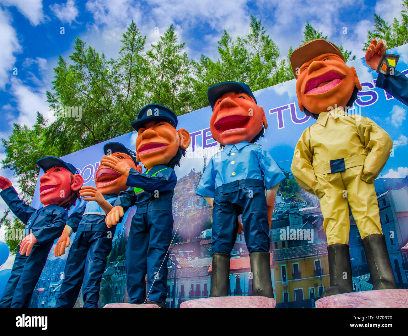 Quito, Ecuador - January 31, 2018: Outdoor view of many puppets of ...